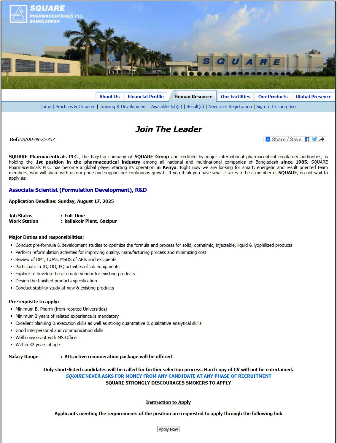 Associate Scientist (Formulation Development), R&D (Kaliakoir Plant ...