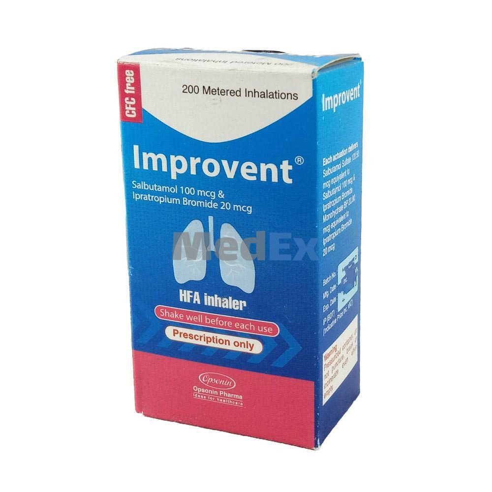 Improvent | (100 mcg+20 mcg)/puff | Inhaler | ইমপ্রোভন্ট (১০০ মাইক্রো গ্রাম+২০ মাইক্রো গ্রাম ...