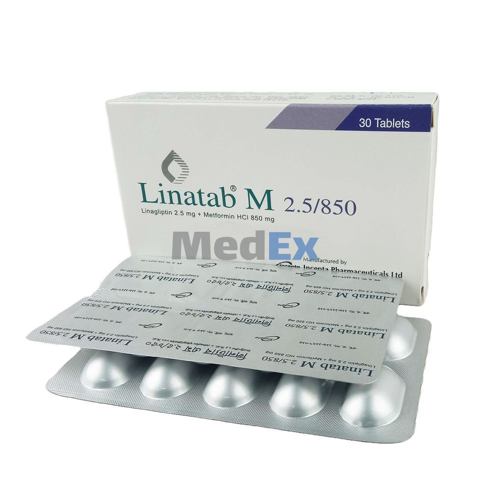 Linatab M | 2.5 mg+850 mg | Tablet | লিনাট্যাব এম ২.৫ মি.গ্রা.+৮৫০ মি ...