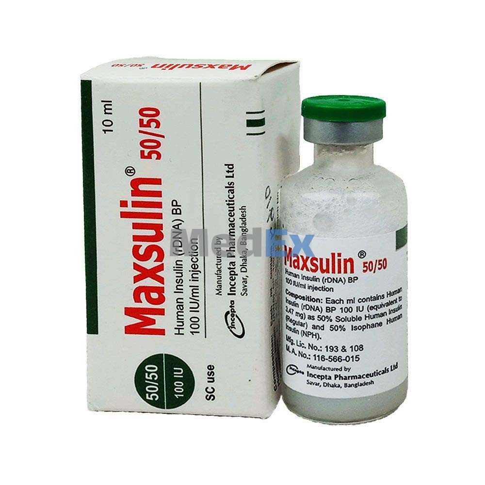 Maxsulin | 50%+50% in 100 IU/ml | Injection | ম্যাকসুলিন ৫০%+৫০% (১০০ ...