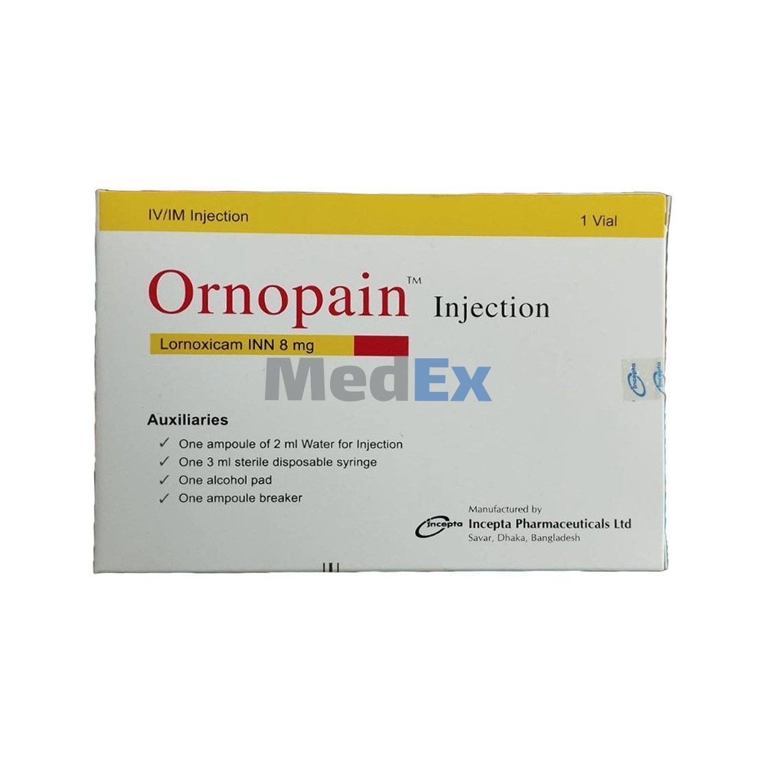 Ornopain | 8 mg/2 ml | Injection | অরনোপেইন ৮ মিগ্রা/২ মিলি ইঞ্জেকসন ...