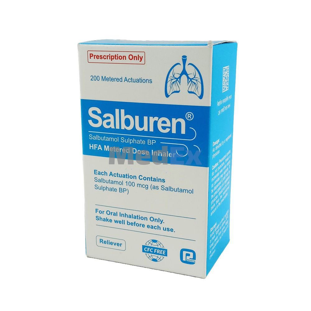 Salburen | 100 mcg/puff | MDI | সালবুরেন ১০০ মাইক্রো গ্রাম/পাফ ইনহেলার ...