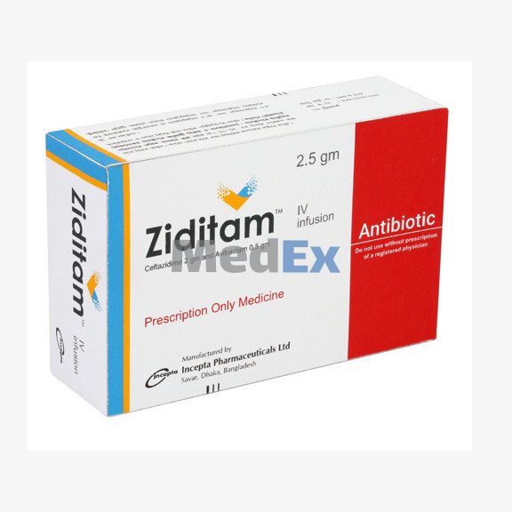 Ziditam | (2 gm+0.5 gm)/vial | Injection | জিডিটাম (২ গ্রাম+০.৫ গ্রাম)/ভায়াল ইঞ্জেকসন | Incepta ...